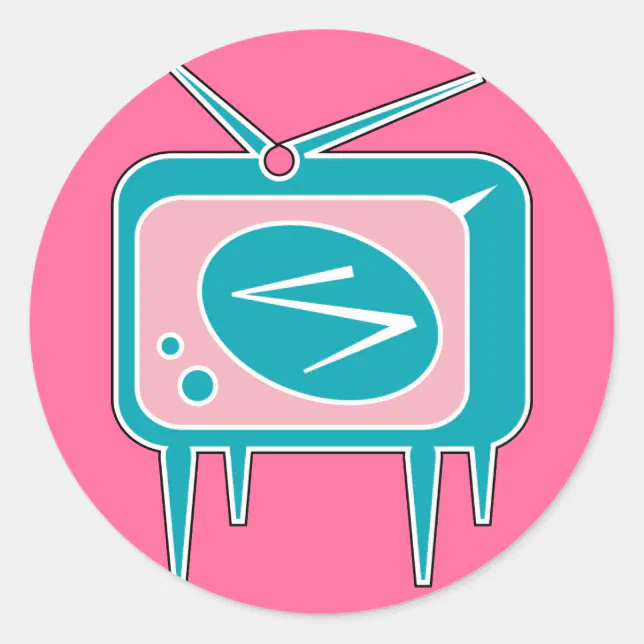 Vintage Retro TV Television Set Classic Round Sticker | Zazzle