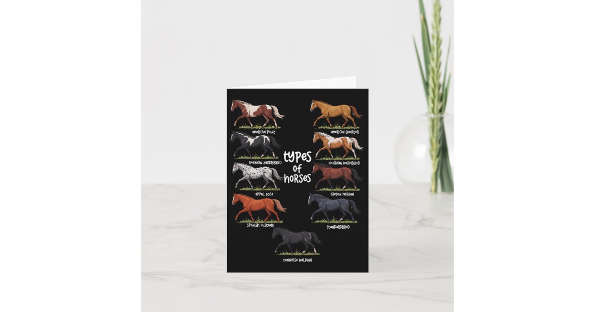 Vintage Retro Types Of Horses Horse Breed Horsebac Card | Zazzle