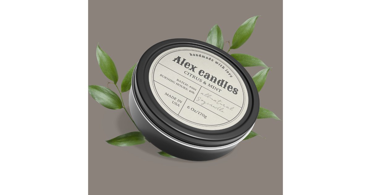 Vintage Retro Typography Candle Product Label | Zazzle