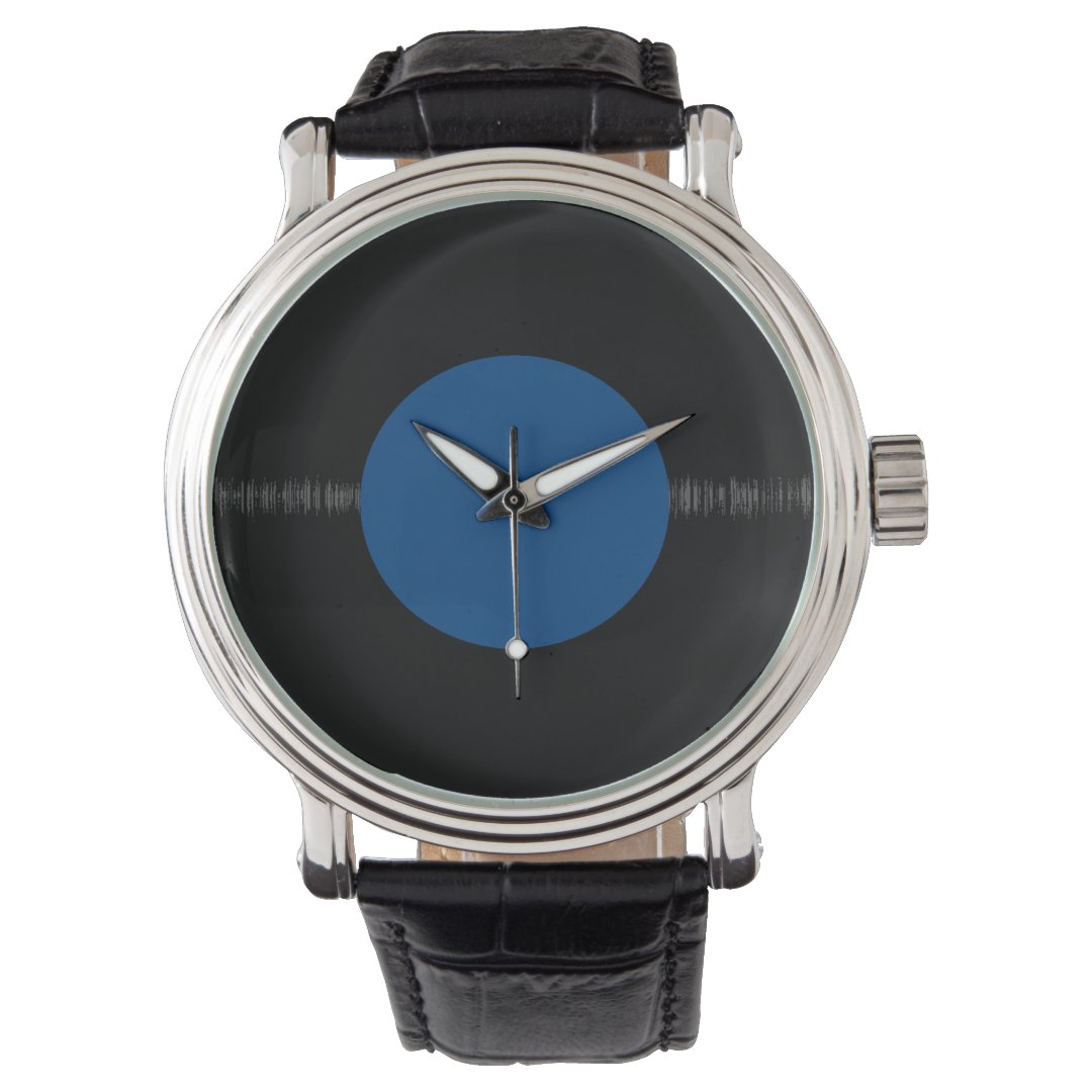 Vintage Retro Vinyl Record (Blue) Watch | Zazzle
