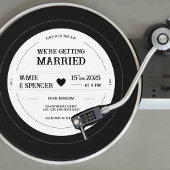 Vintage Retro Vinyl Record QR Wedding Invitation | Zazzle