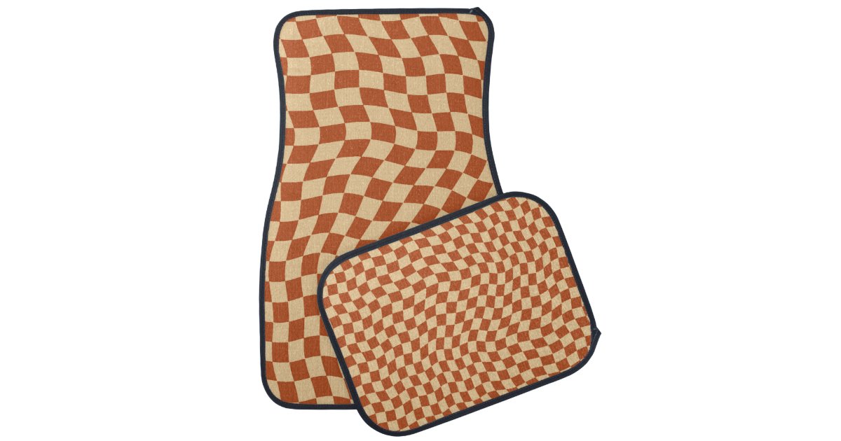 Vintage Retro Wavy Checkered Pattern Car Floor Mat | Zazzle