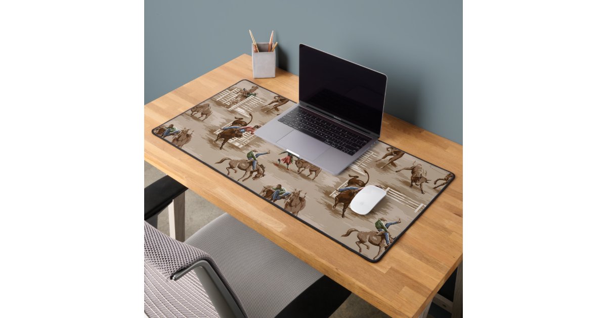 Vintage Retro Western Rodeo Cowboy Desk Mat | Zazzle