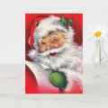 Vintage Retro Winking Santa Claus Card | Zazzle