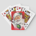 Vintage Retro Winking Santa Claus Christmas Poker Cards | Zazzle