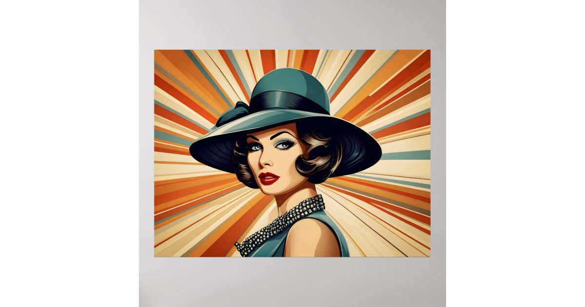 Vintage retro woman poster | Zazzle
