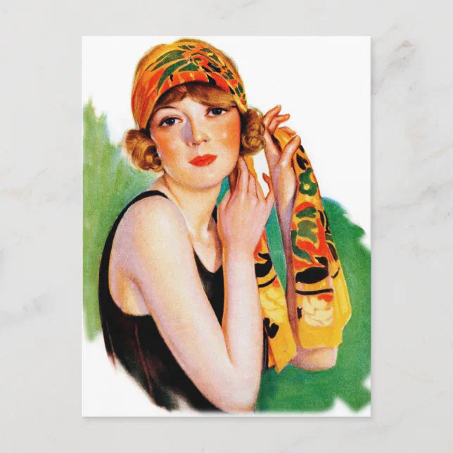 Vintage Retro Women 20s Deco Flapper Girl Pin Up Postcard | Zazzle