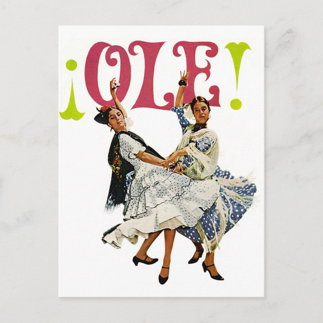 Vintage Retro Women Spainish Flamenco Dancers Ole! Postcard | Zazzle