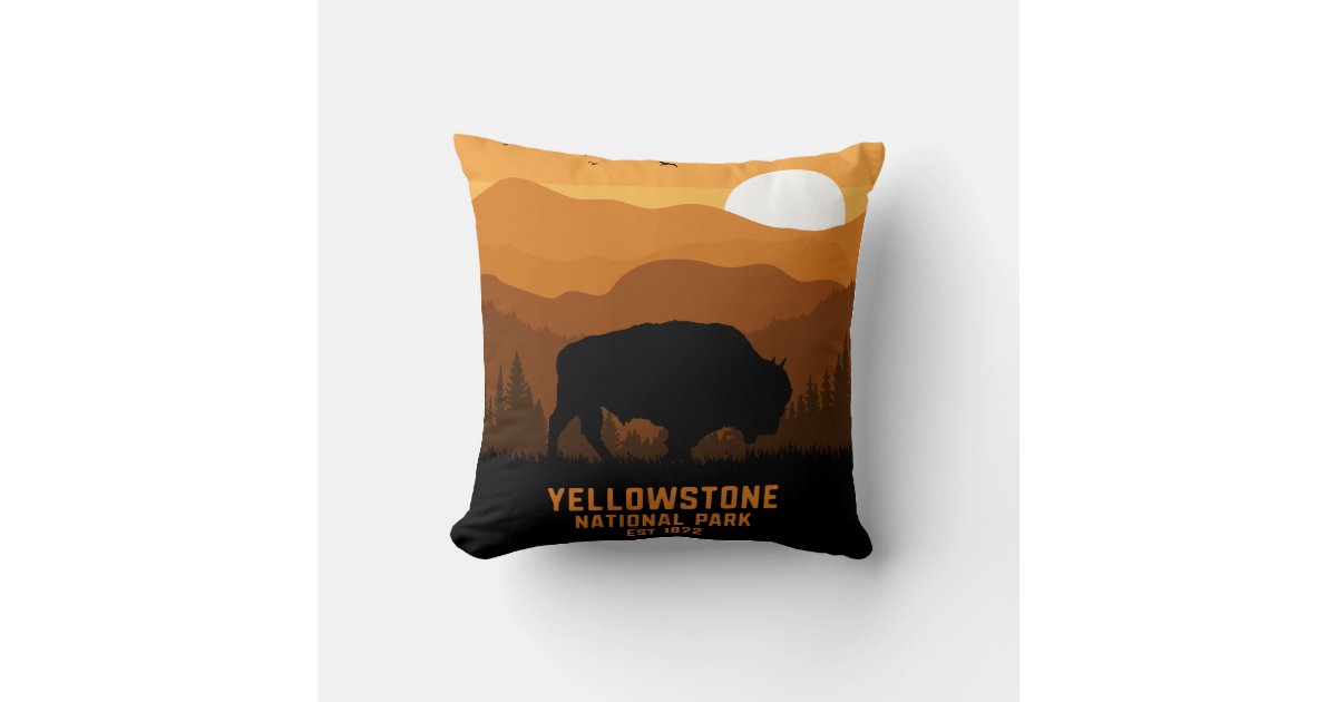 Vintage Retro Yellowstone National Park Wyoming Throw Pillow | Zazzle