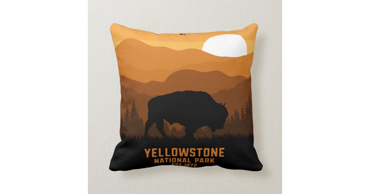 Vintage Retro Yellowstone National Park Wyoming Throw Pillow | Zazzle.com
