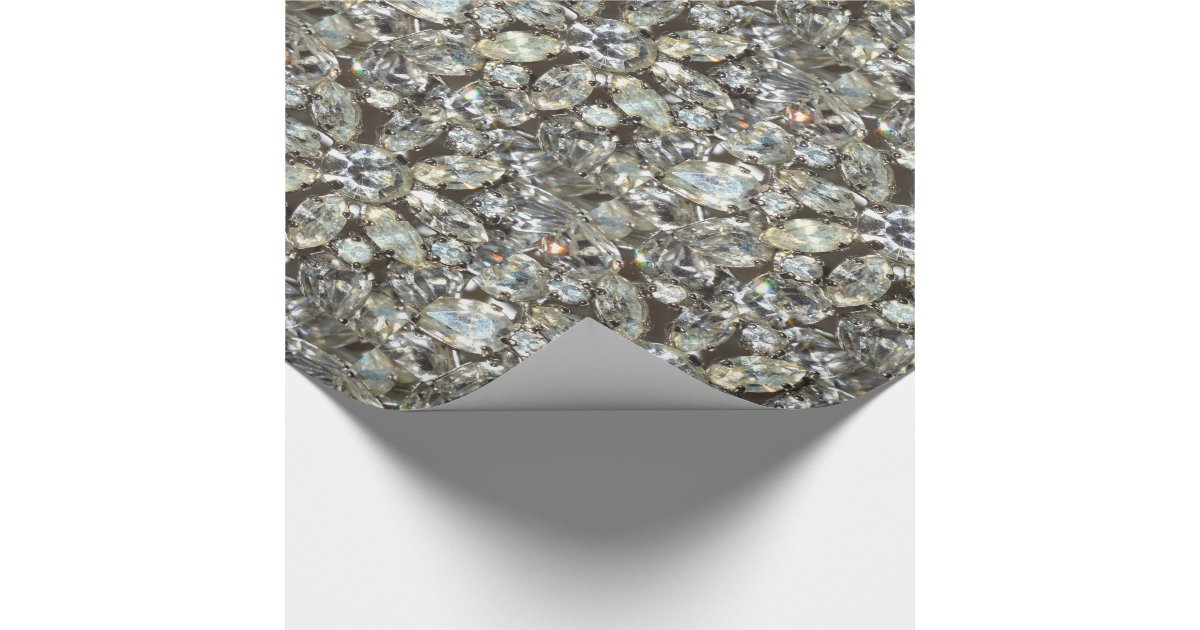 Vintage Rhinestone Diamond Bling Mirror Pattern Wrapping Paper | Zazzle