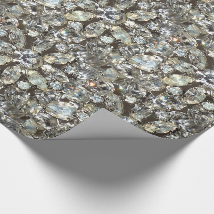 Vintage Rhinestone Diamond Bling Mirror Pattern Wrapping Paper | Zazzle