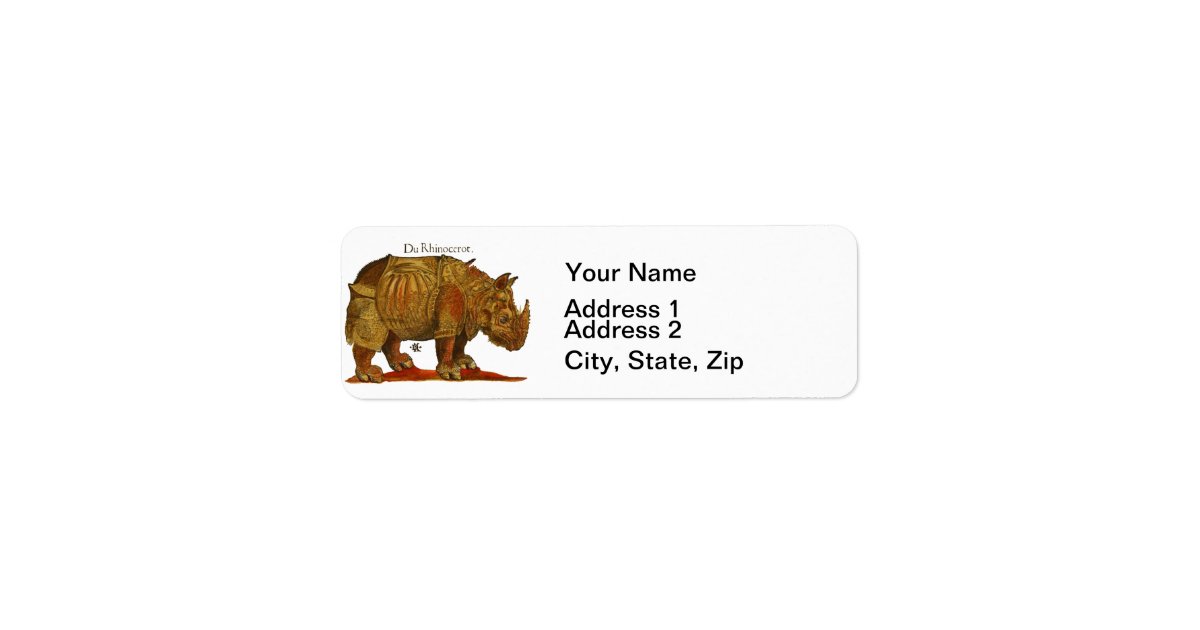 Vintage Rhino Durer's Rhinoceros Antique Label | Zazzle