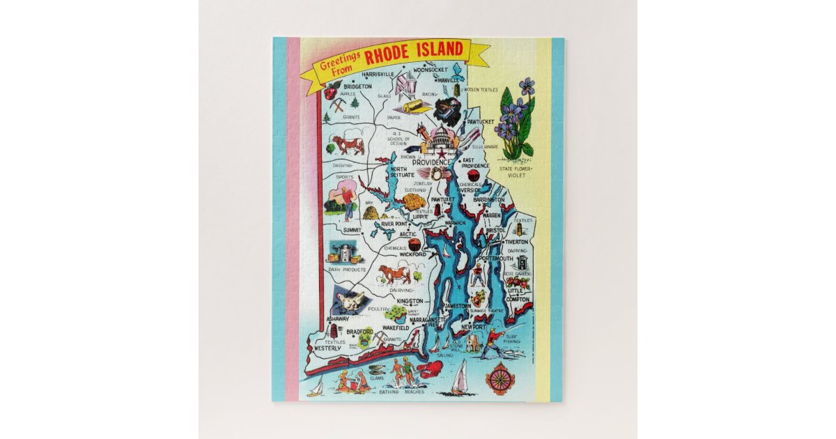 Vintage Rhode Island Map Jigsaw Puzzle | Zazzle