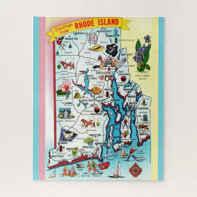 Vintage Rhode Island Map Jigsaw Puzzle | Zazzle