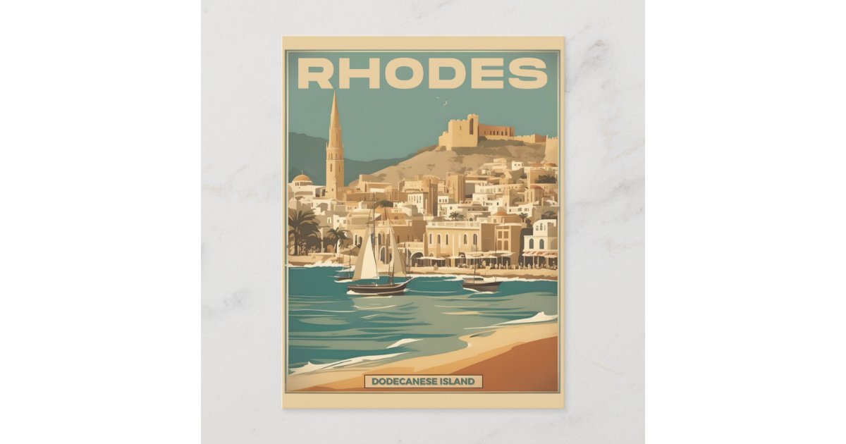 Vintage Rhodes Greece - Rhodes Island greece trip Postcard | Zazzle