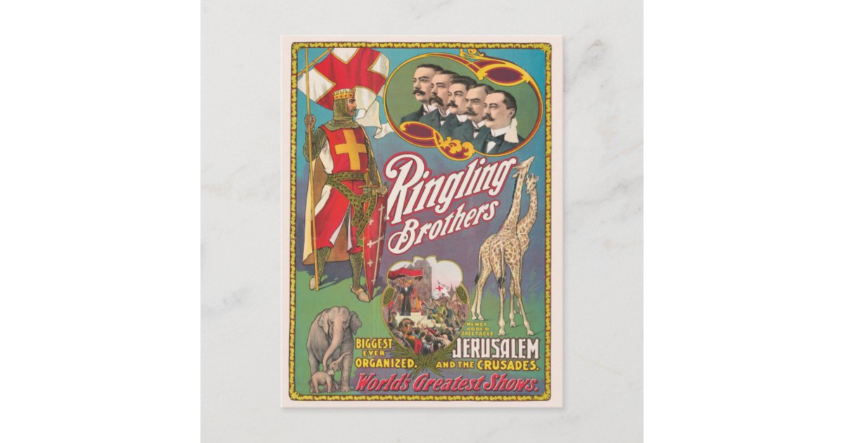 Vintage Ringling Brothers Circus Poster Postcard | Zazzle