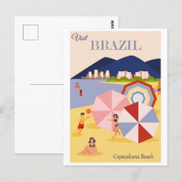 Vintage Rio de Janeiro Brazil Copacabana Beach Postcard | Zazzle