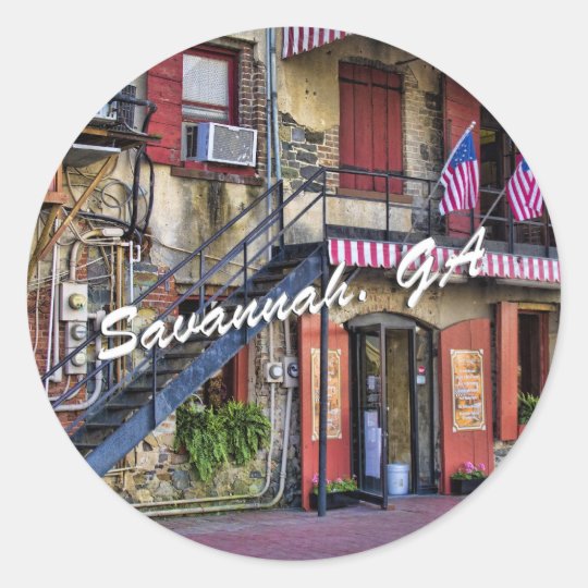 Vintage River Street Savannah Georgia Travel Photo Classic Round ...