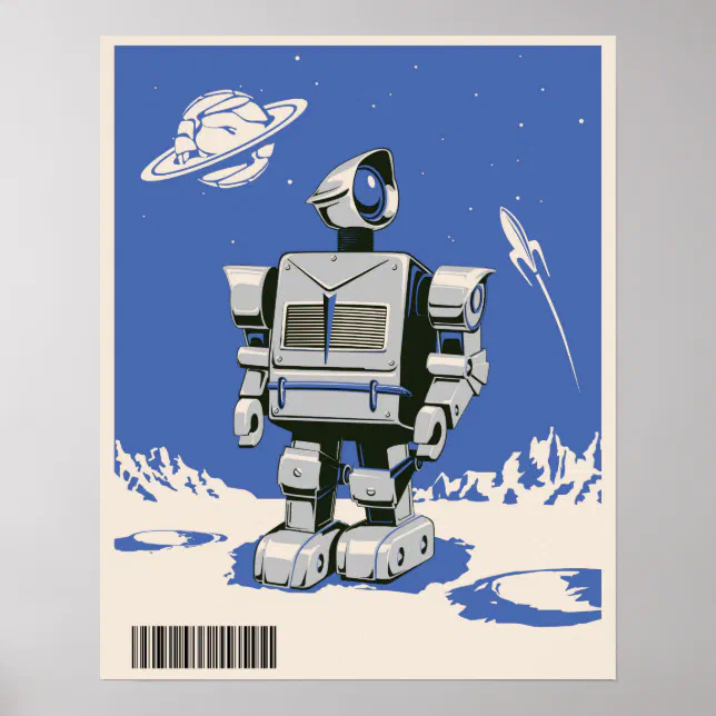 Vintage Robot 1 blue Poster | Zazzle