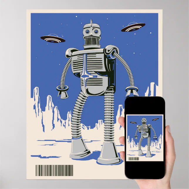 Vintage Robot 3 blue Poster | Zazzle