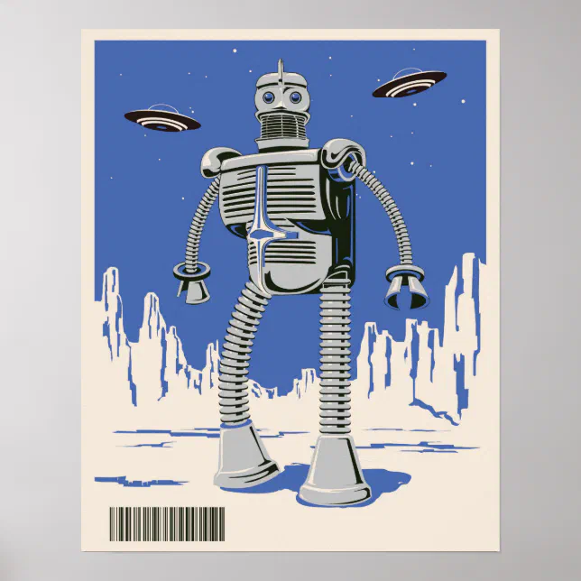 Vintage Robot 3 blue Poster | Zazzle