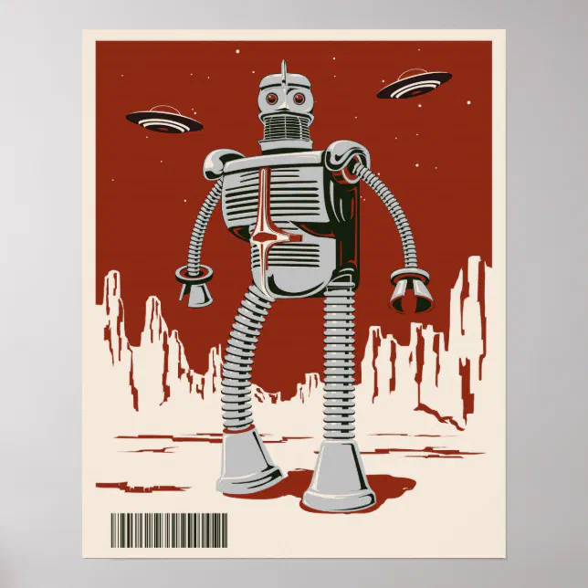 Vintage Robot 3 red Poster | Zazzle