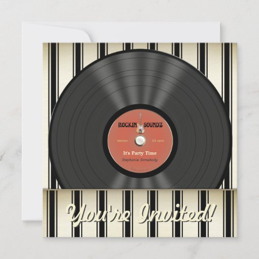 Vintage Rock Vinyl Record Party Invitations | Zazzle