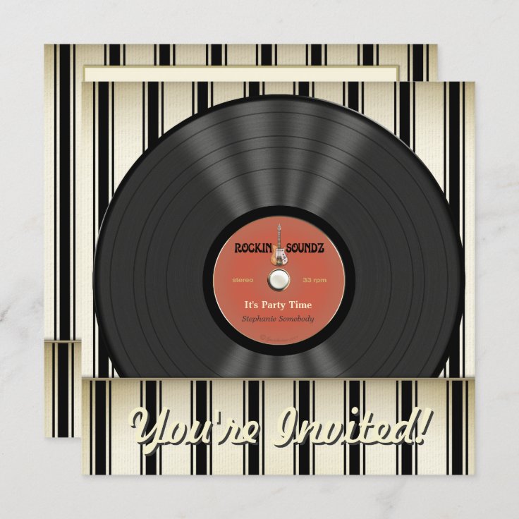 Vintage Rock Vinyl Record Party Invitations | Zazzle