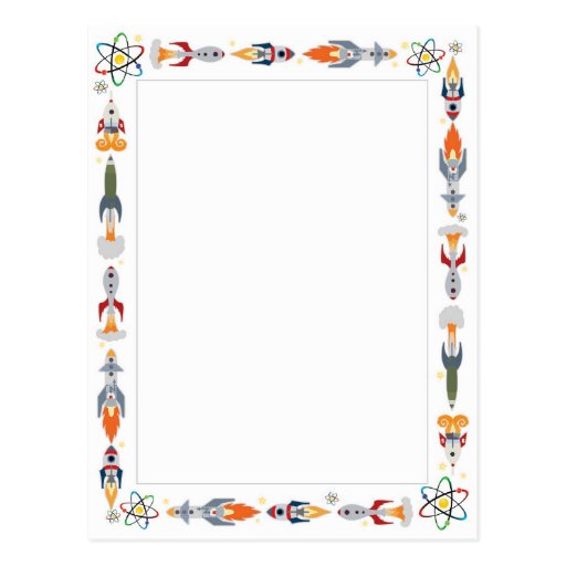 Vintage Rocket border Postcard | Zazzle
