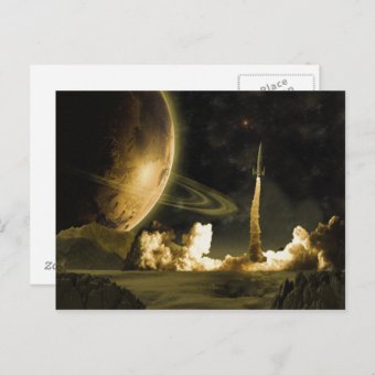 Vintage Rocket Launch Postcard | Zazzle