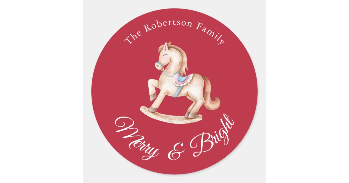 Vintage Rocking Horse Christmas Sticker | Zazzle