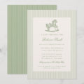 Vintage Rocking Horse Preppy Neutral Baby Shower Invitation | Zazzle