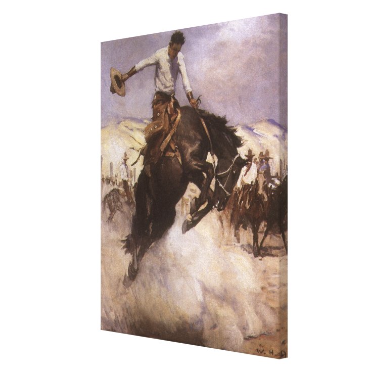 Vintage Rodeo Cowboy, Breezy Riding by WHD Koerner Canvas Print | Zazzle