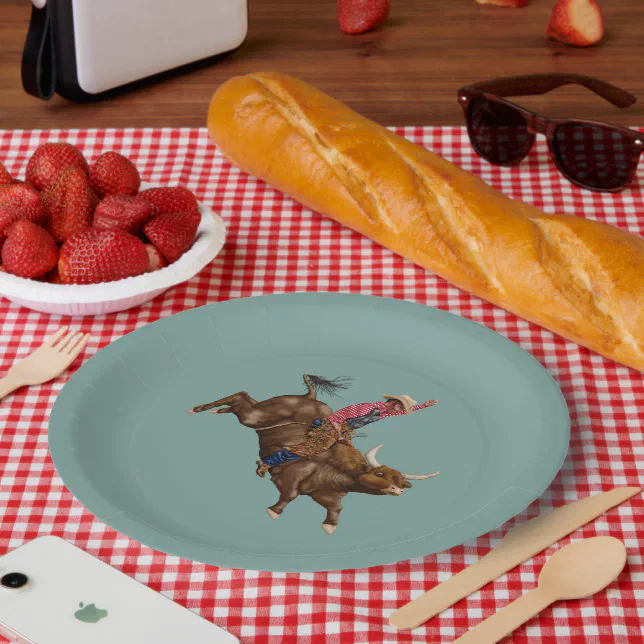 Vintage rodeo cowboy paper plates | Zazzle