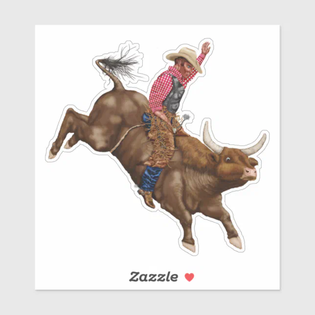 Vintage rodeo cowboy sticker | Zazzle