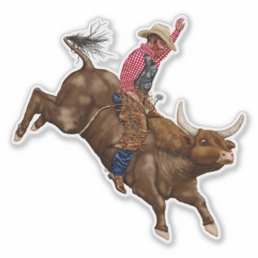Vintage rodeo cowboy sticker | Zazzle