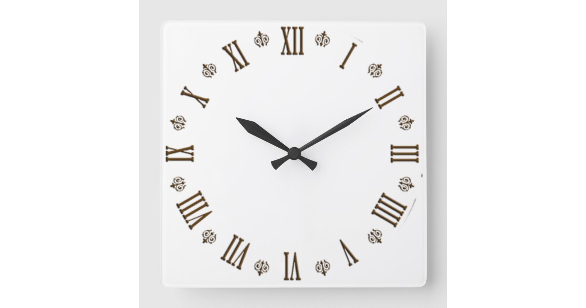 Vintage Roman numeral Square Wall Clock | Zazzle