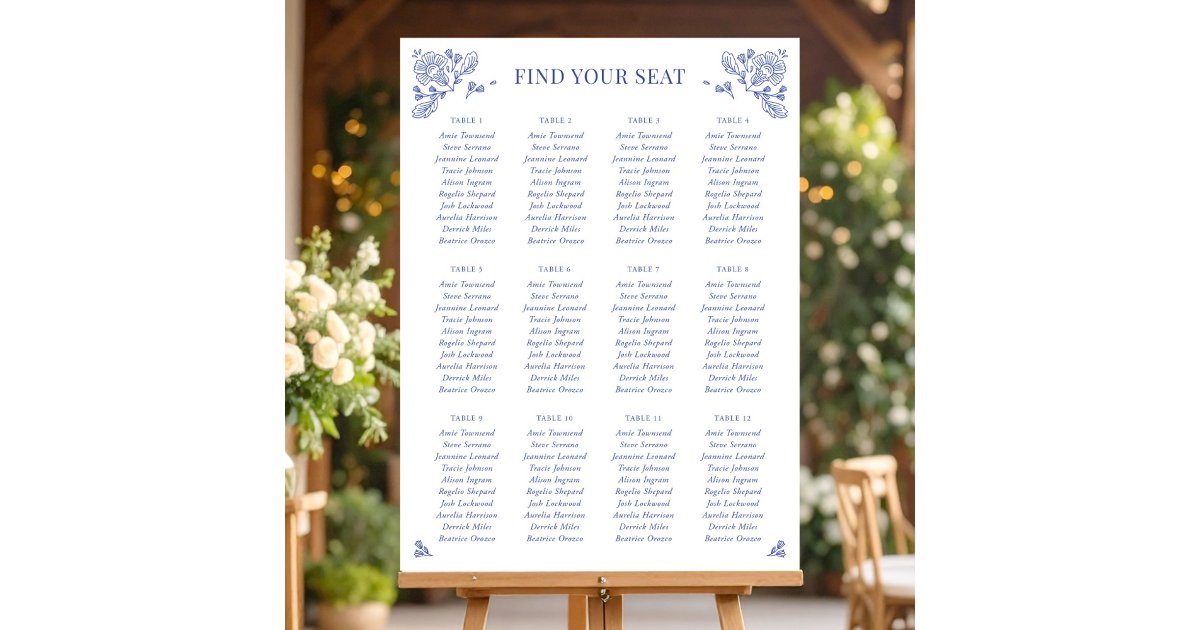 Vintage Romance Floral Wedding Seating Chart Foam Board | Zazzle