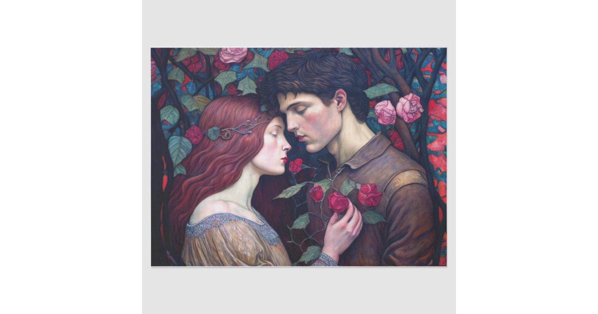Vintage Romance Lovers Couple Decoupage Tissue Paper | Zazzle