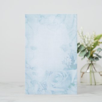 Vintage Romantic Blue Rose Stationery | Zazzle