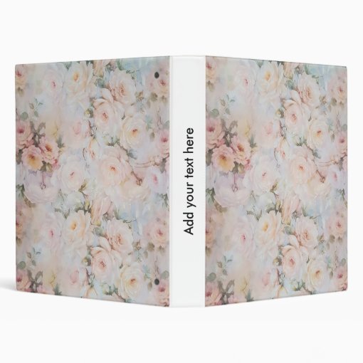 Vintage romantic blush pink ivory roses floral 3 ring binder | Zazzle