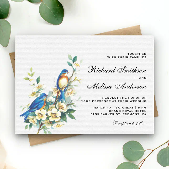Vintage Romantic Floral Birds Wedding Invitation | Zazzle