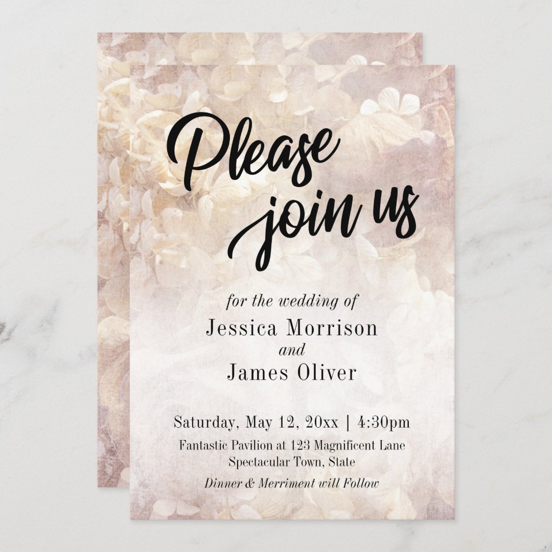 Vintage, Romantic, Floral "Please Join Us" Wedding Invitation | Zazzle