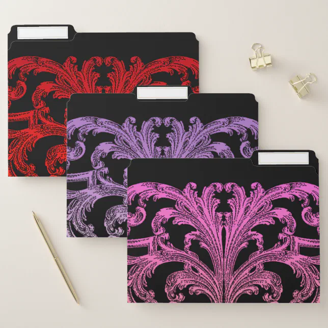 Vintage Romantic Goth Red, Violet and Pink File Folder | Zazzle