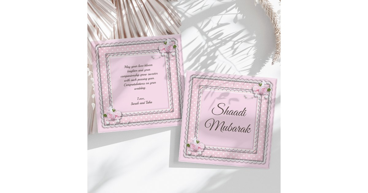 Vintage Romantic Pink Roses Shaadi Mubarak Card | Zazzle