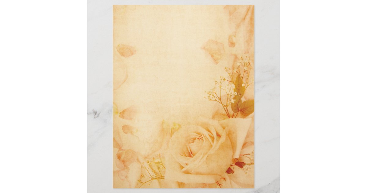Vintage Romantic Rose Parchment Letterhead | Zazzle