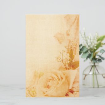 Vintage Romantic Rose Parchment Stationery | Zazzle