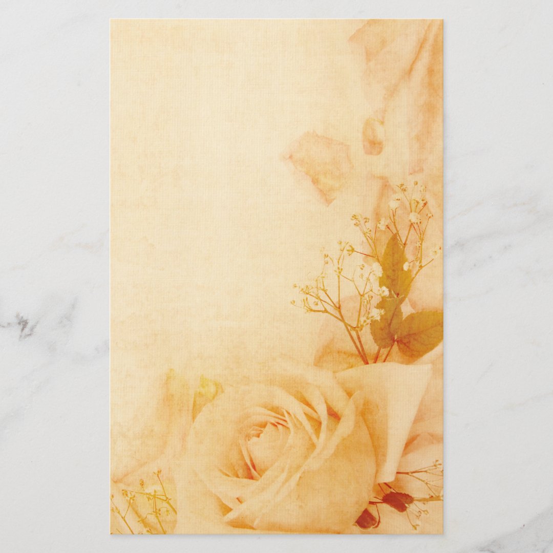 Vintage Romantic Rose Parchment Stationery | Zazzle