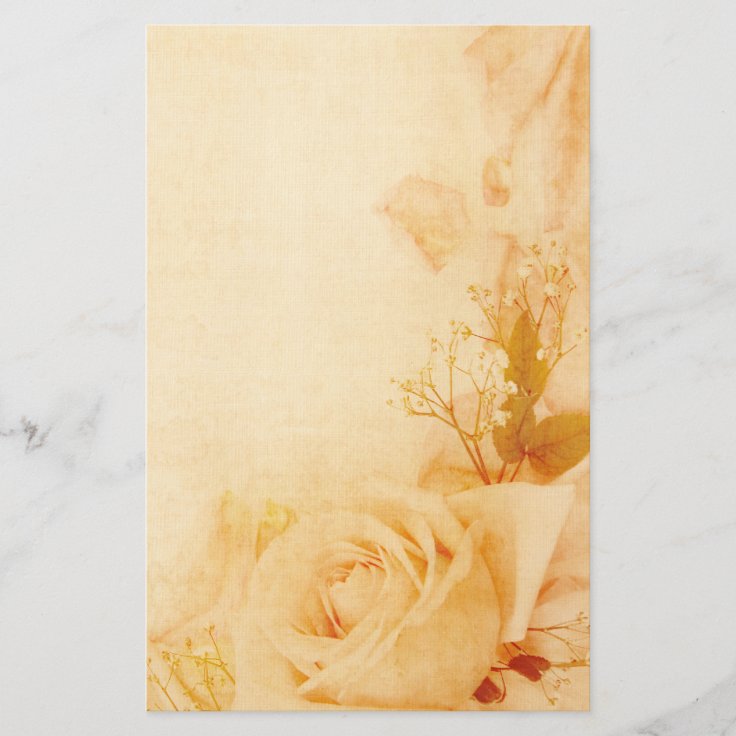 Vintage Romantic Rose Parchment Stationery | Zazzle